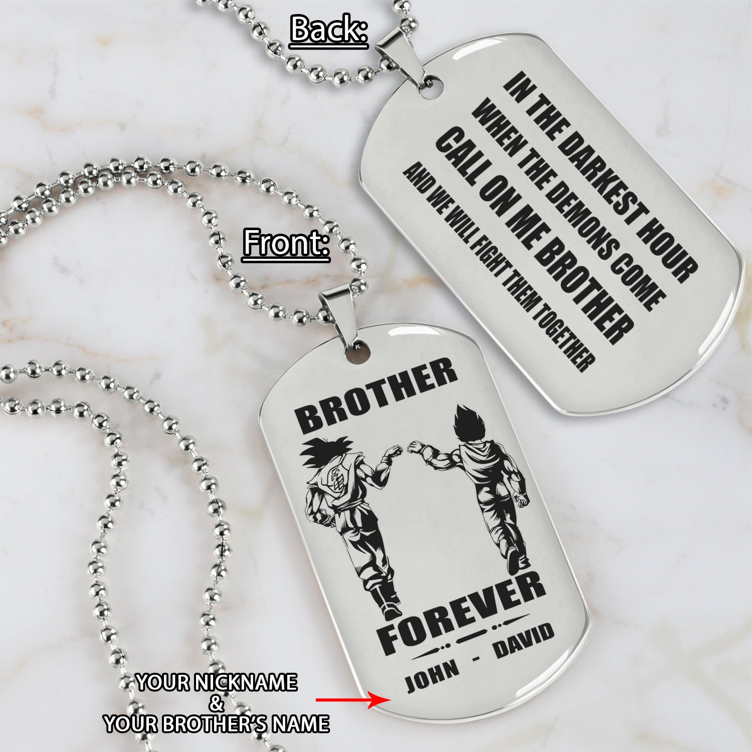 Customizable engraved brother dog tag double sided gift from brother ...